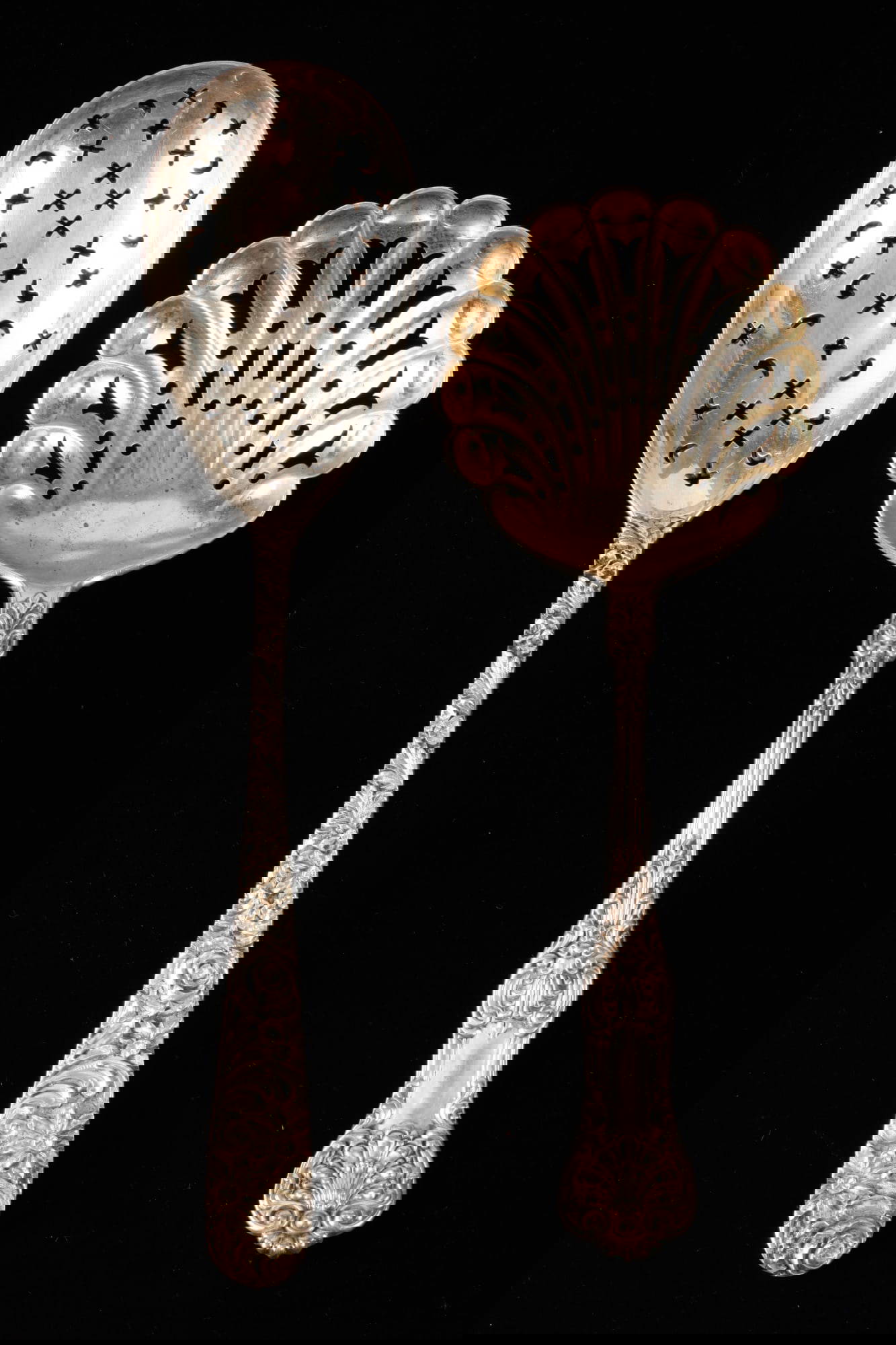 (2) Sterling Silver Slotted Serving Spoons Auction