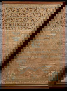 Framed Needlework Sampler Auction