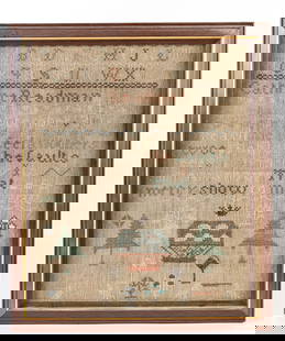 Framed Needlework Sampler Auction