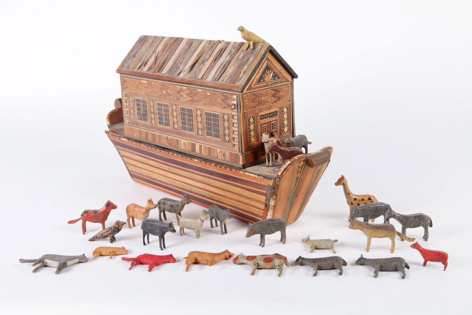 German Straw-work Ark & Animals Auction