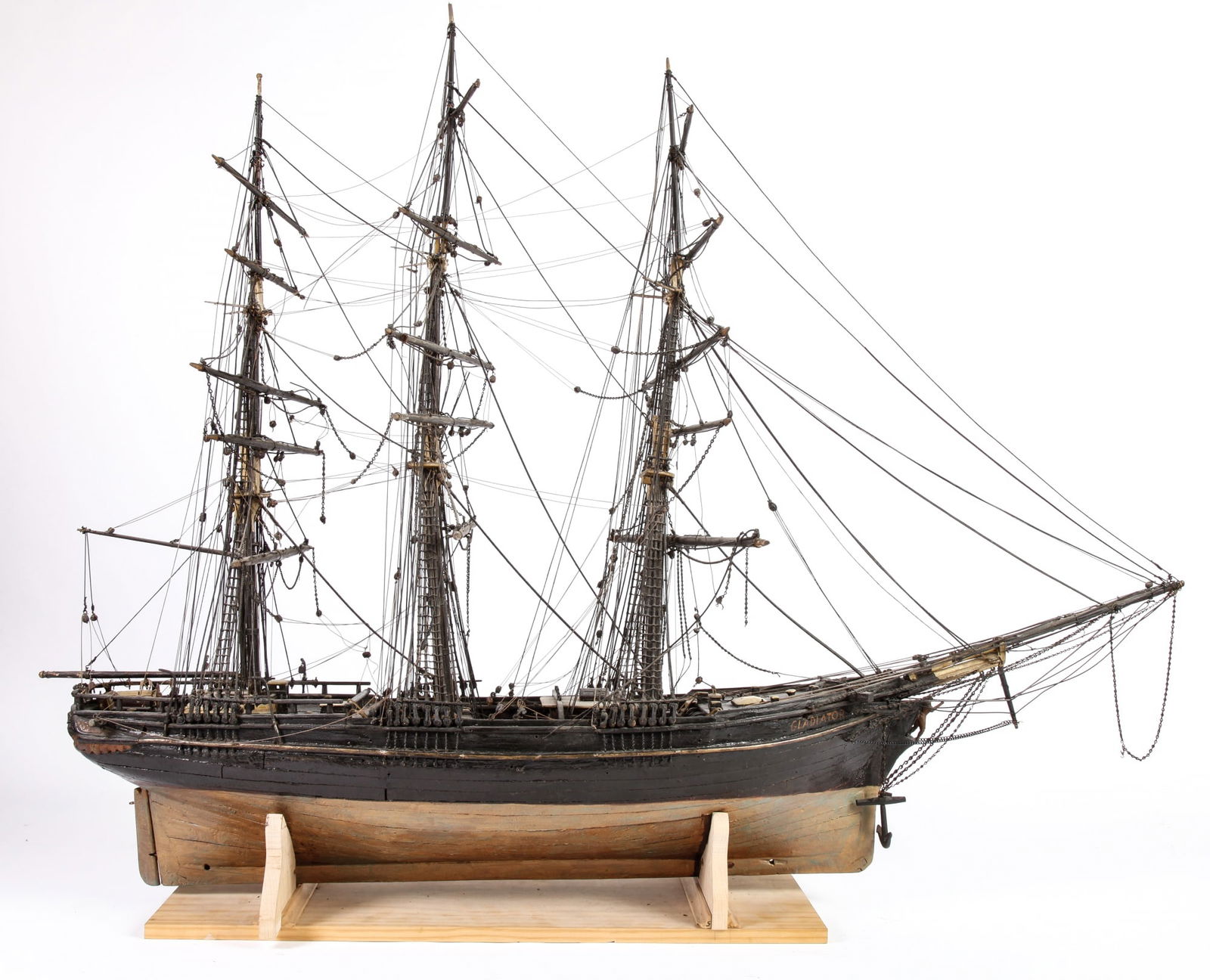 Impressive (19th C) Model Of (3) Masted Tall Ship Auction
