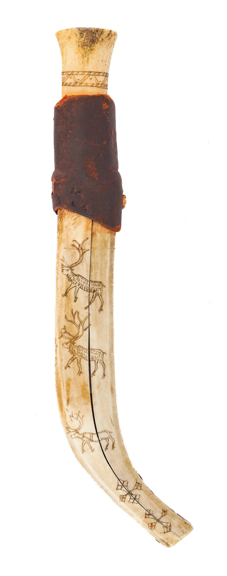 (19th C) Nordic Sami Knife With Scrimshaw Reindeer Auction