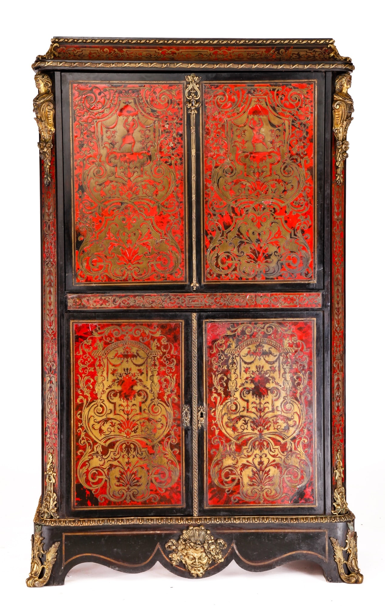 P.j Walsh Boulle & Brass Marquetry Fall Front Desk