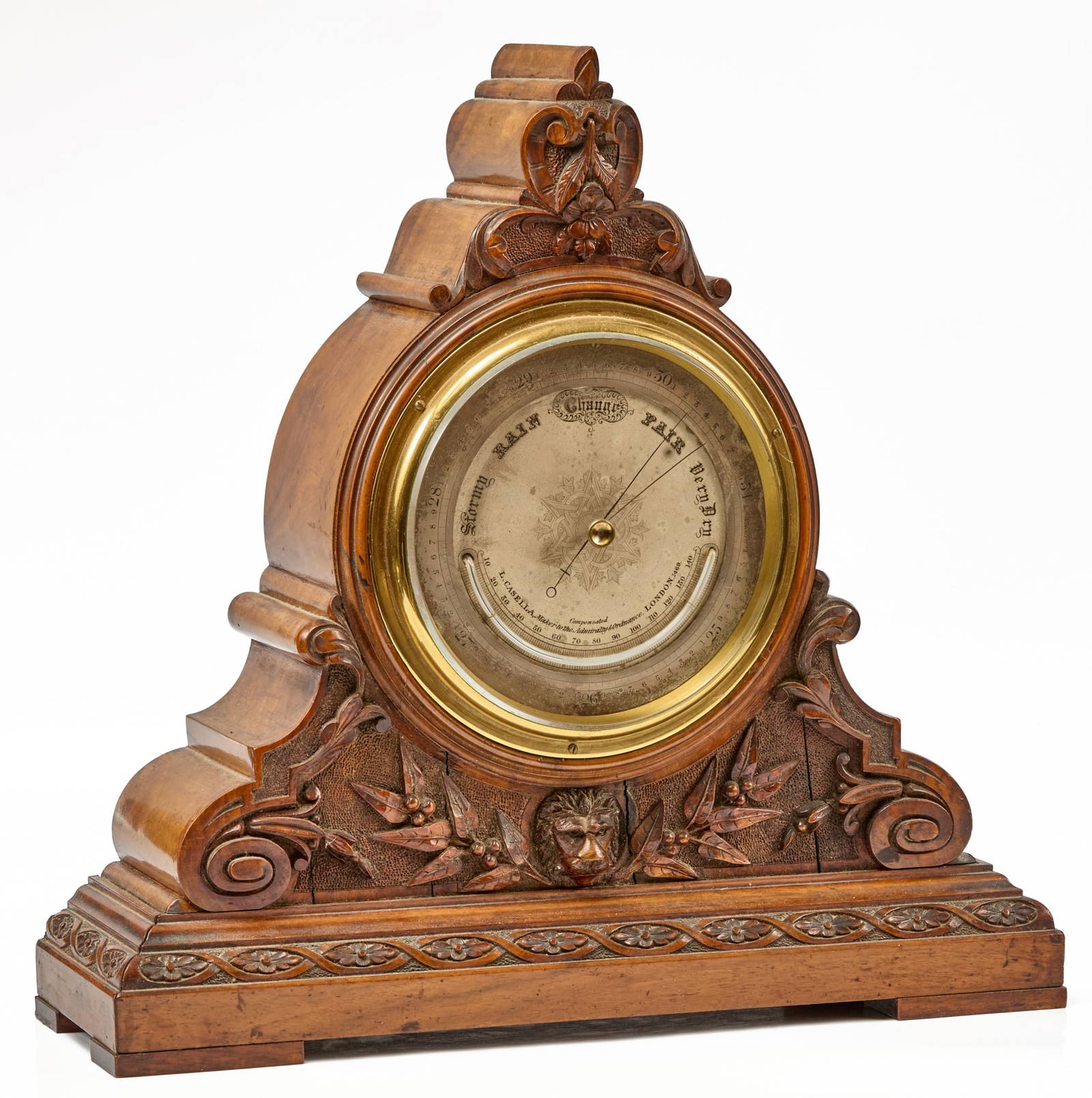 L. Casella Fancy Carved Victorian Mantel Barometer Auction