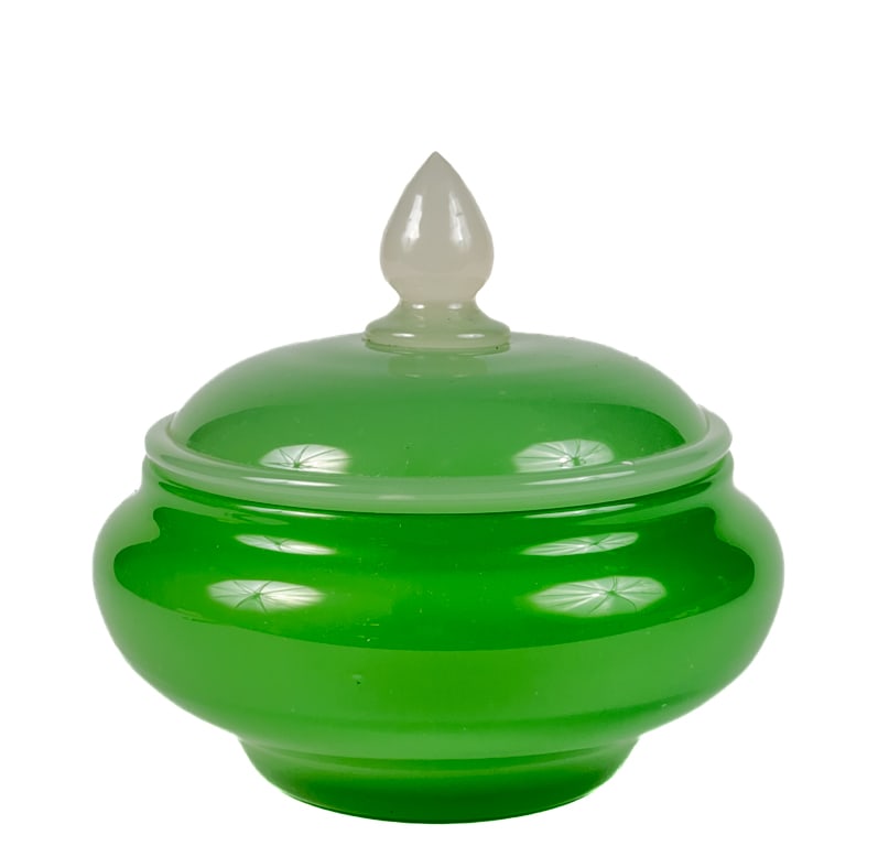 Frederick Carder Jade & Alabaster Powder Box Auction