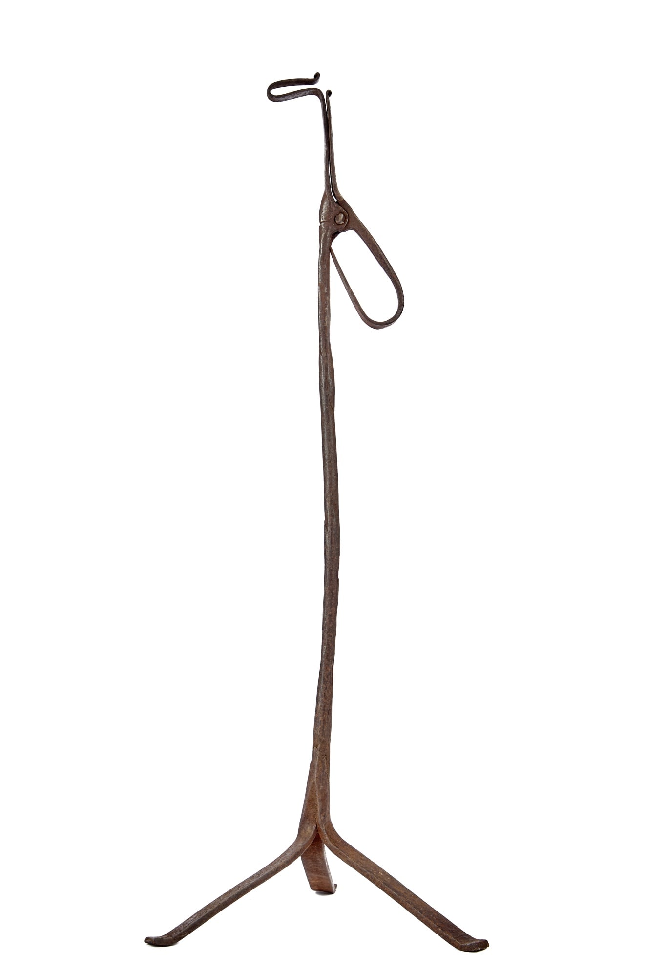 (18th C) Wrought Iron Rush Lamp Auction