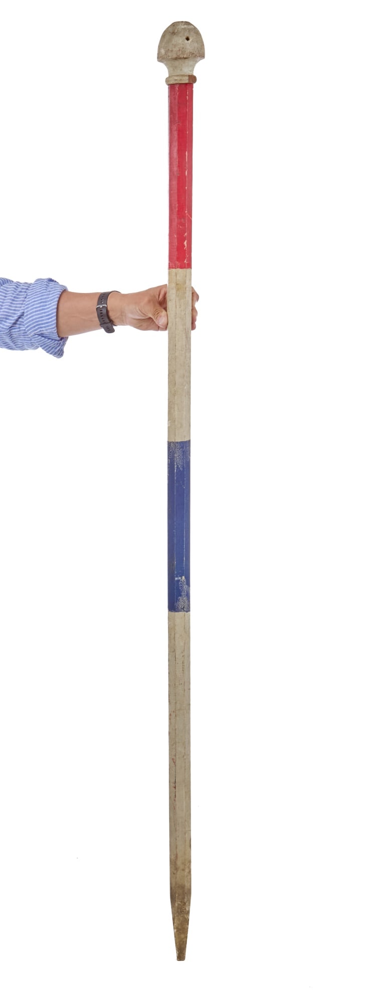 Patriotic Octagonal Post Painted Red White & Blue Auction