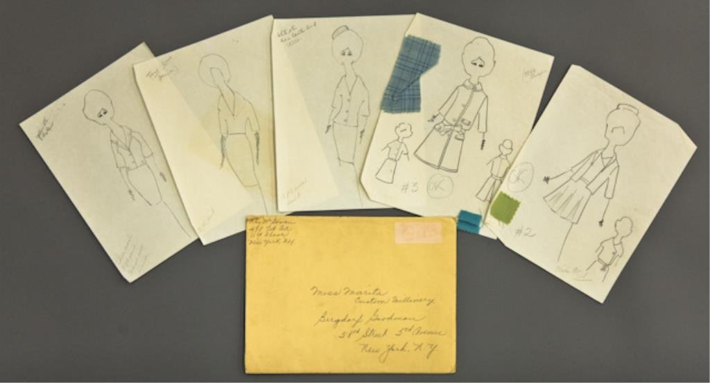 Oleg Cassini Design Sketches for Jackie