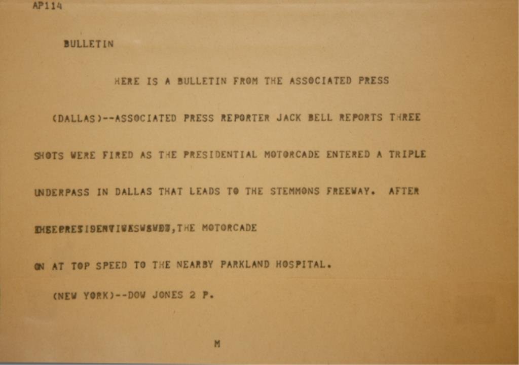 John F. Kennedy Assassination Ap Teletype