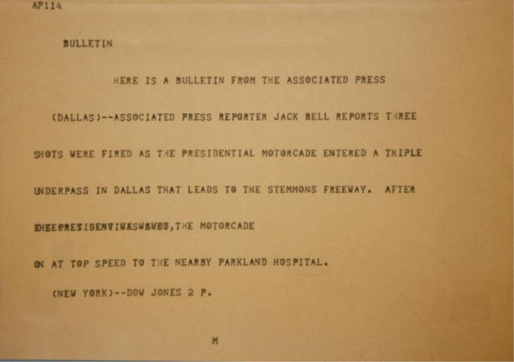 John F. Kennedy Assassination Ap Teletype