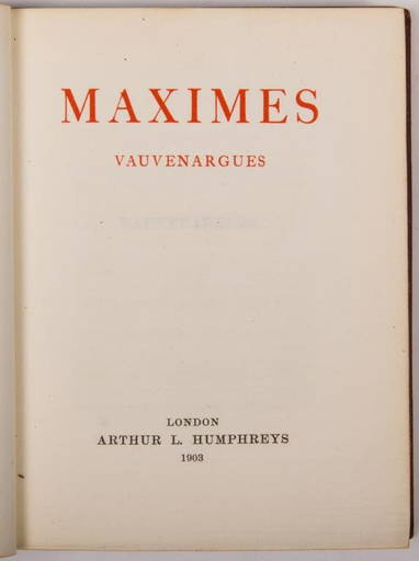 Il Verbo Di Pitagora And Maximes By Vauvenargues