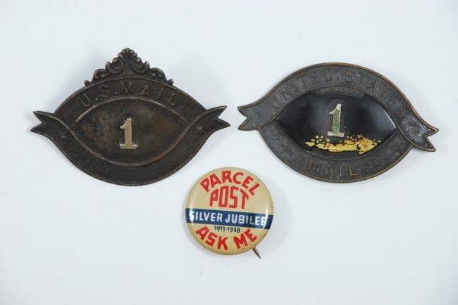 19thc. Silver Us Mail Badge And Other Postal Material