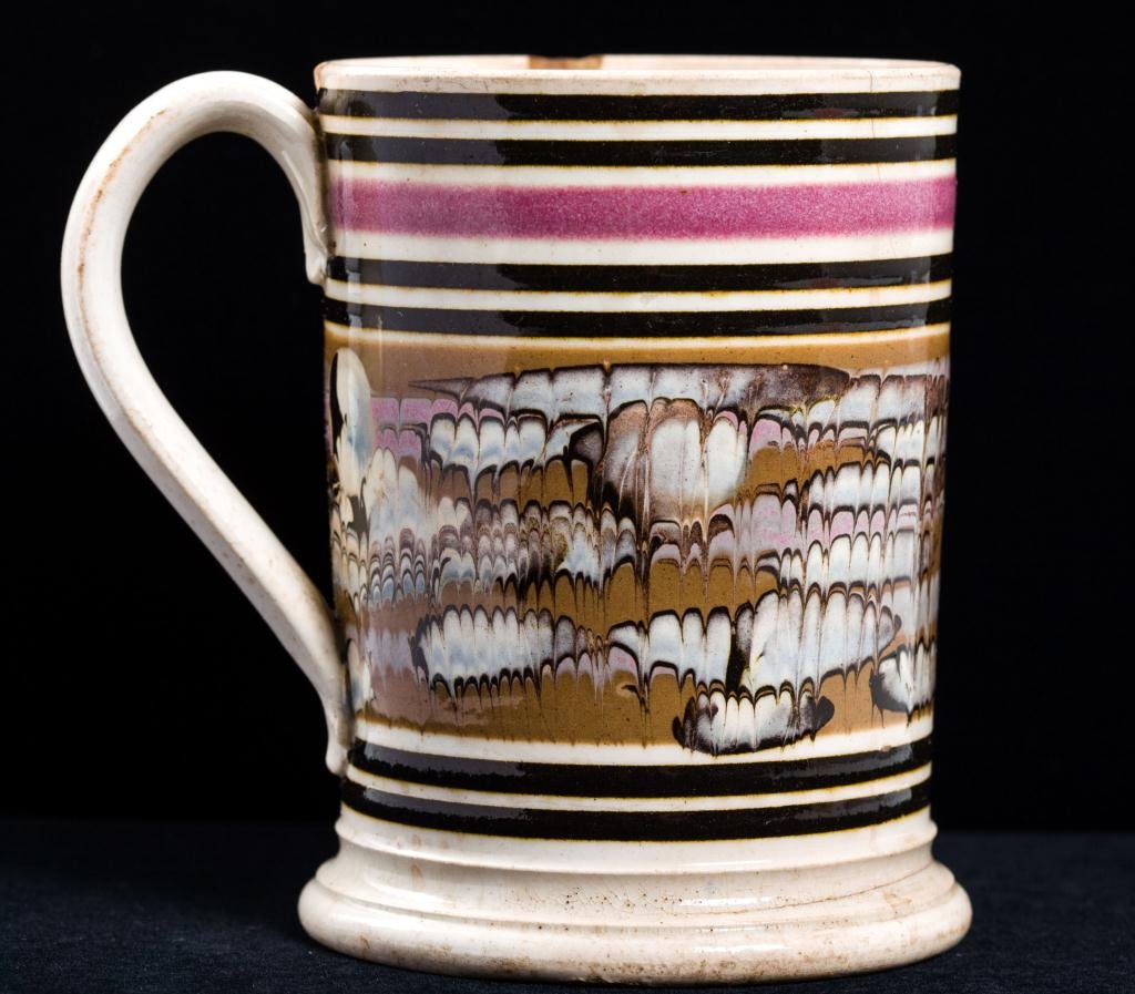 Mochaware Slip Banded Mug With Feathering