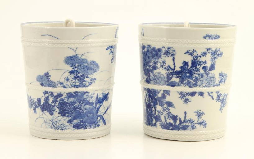 Blue And White Japanese Porcelain Water Buckets