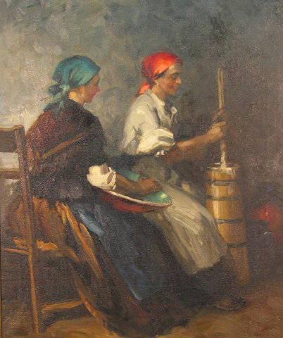 Louis Jambor (1884 1955) "butter Churners" O/c 24 X