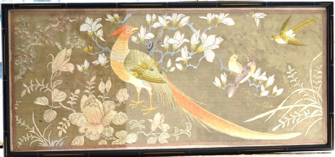 Chinese Silver Thread & Colored Silk Embroidery