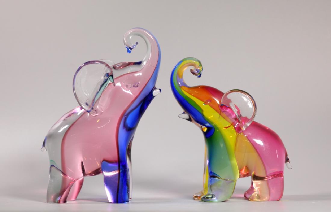 2 Archimede Seguso Murano Glass Young Elephants