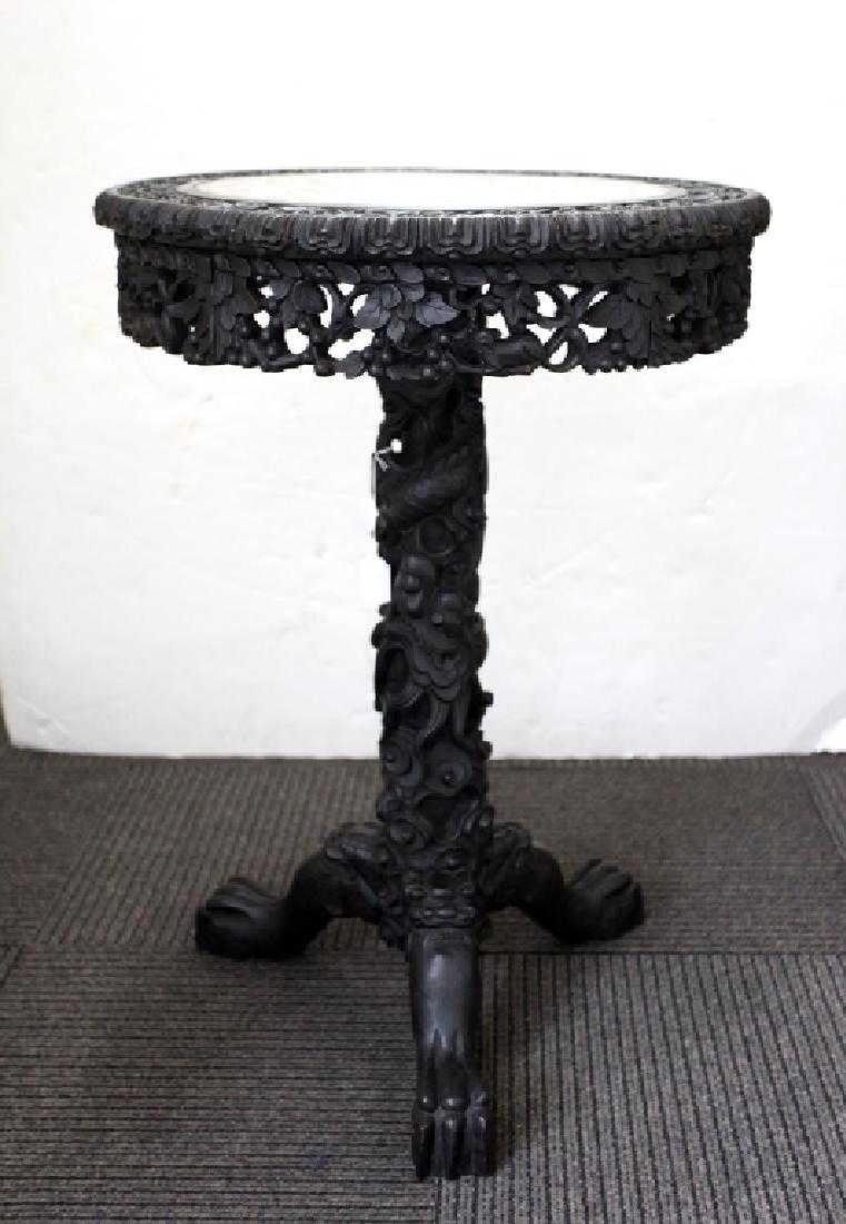 Chinese 19 C Porcelain Inlaid Hongmu Round Table