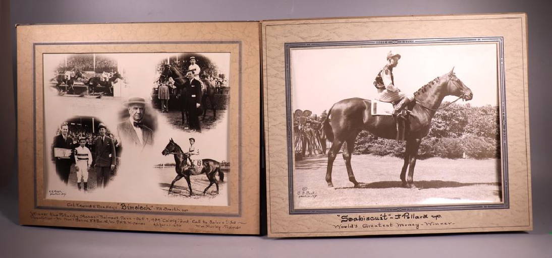 C C Cook: 2 Horse Photographs Seabiscuit Bimelech