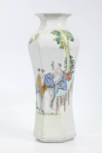 Chinese Qing Artist Paint Porcelain Hexagon Vase