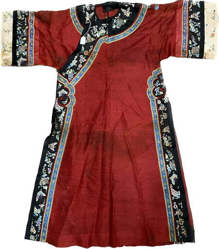 Chinese Red Gauze Summer Robe Satin Stitch Edges