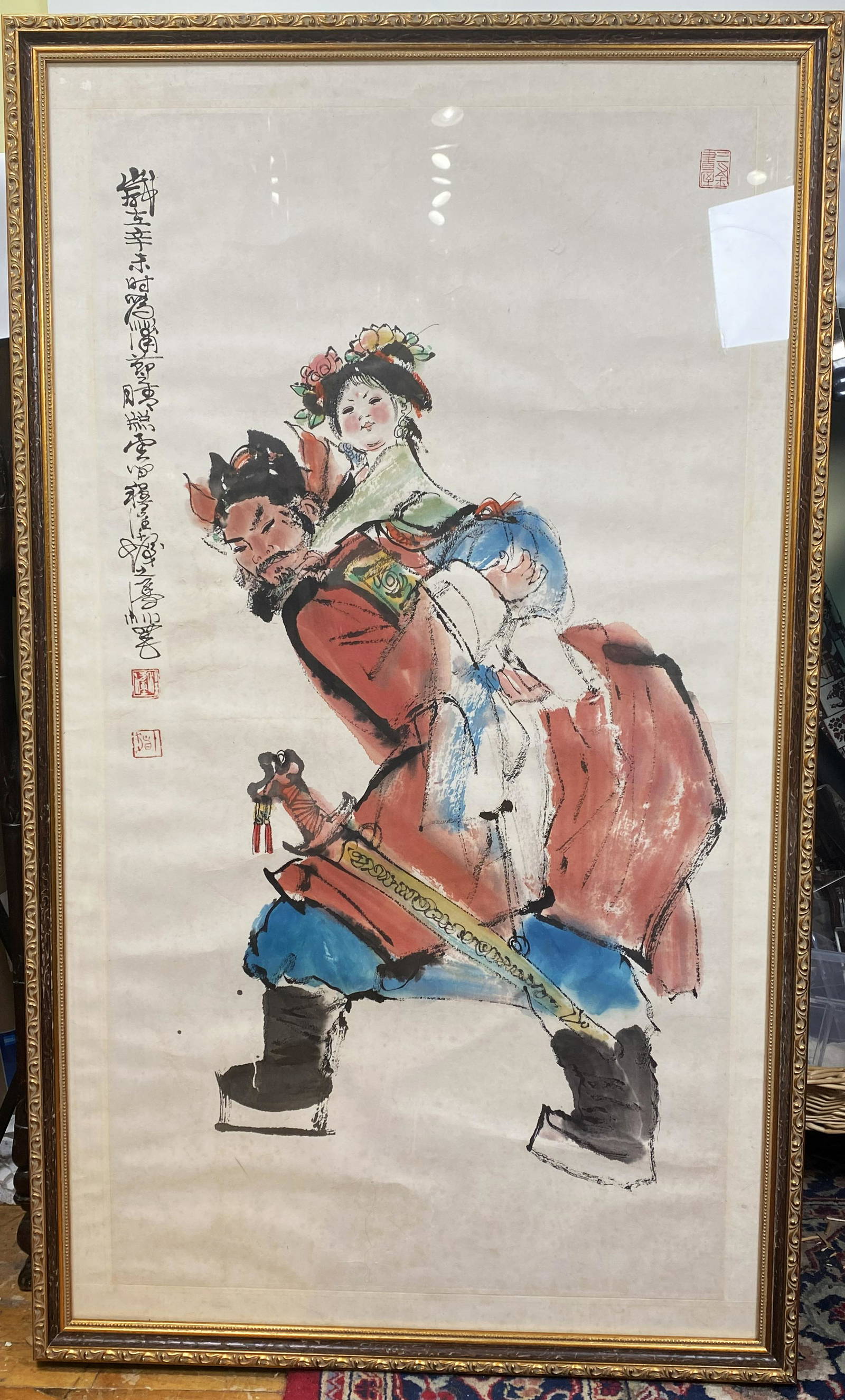 Chinese Ink & Color Painting On Paper Man & Woman Auction
