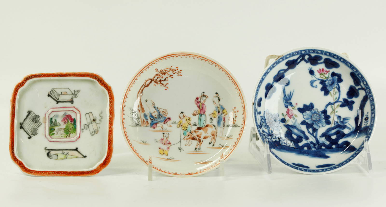 3 Chinese 18th C Enameled Porcelain Sm Plates Auction