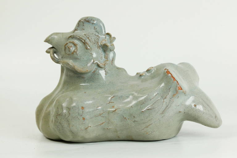 Large Chinese Celadon Glazed Bird Water Dropper