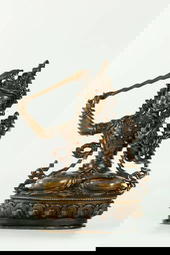 Tibetan Bronze Seated Manjushri Buddha With Sword