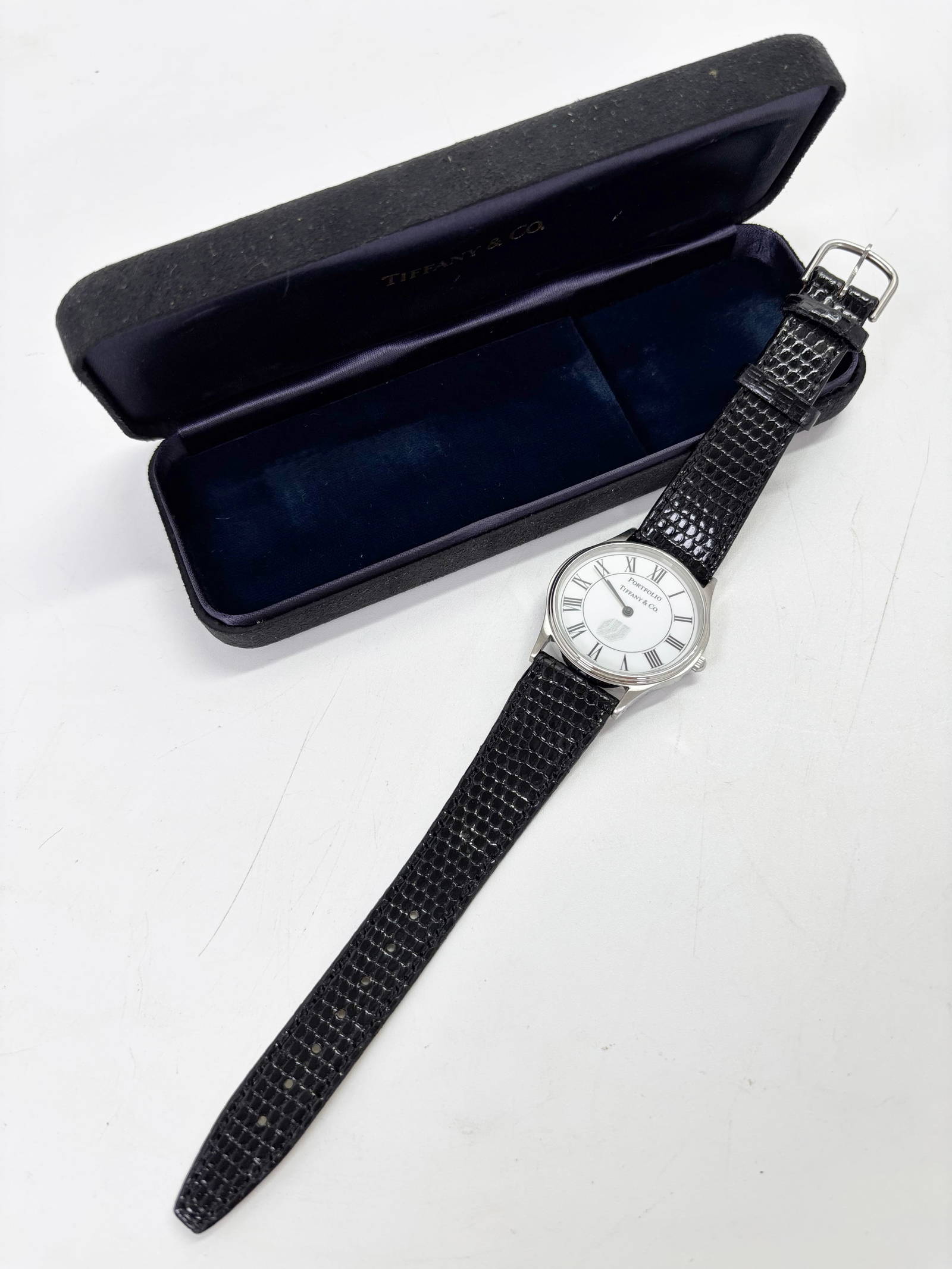 Tiffany & Co "portfolio" Watch Lizzard Band Auction