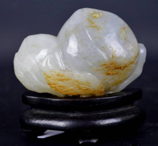 18/19th C Chinese Carved White Jade Peaches