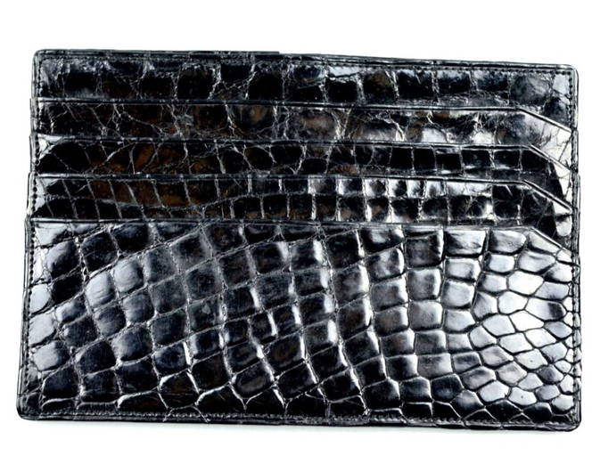 Vintage Italian Black Alligator Large Calling Card Case