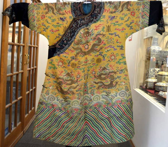 18th/19th C Chinese Imperial Yellow Dragon Robe