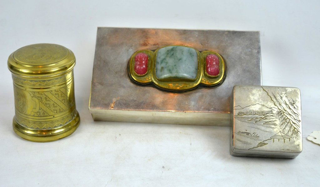 3 Antique Chinese Or Asian Metal Boxes
