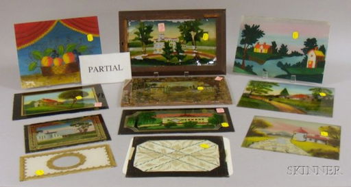 255: Ten Reverse-painted Glass Clock and Mirror Tablets - May 14, 2009 ...