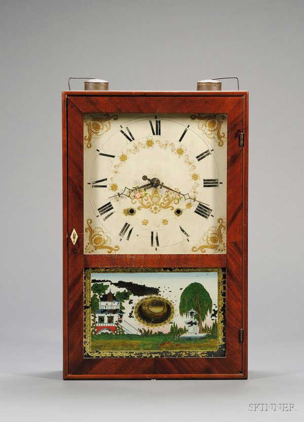 2: Cherry and Mahogany Box Clock by Eli Terry and Sons,