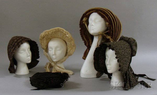 Five Assorted 19th Century Bonnets, Including A Br
