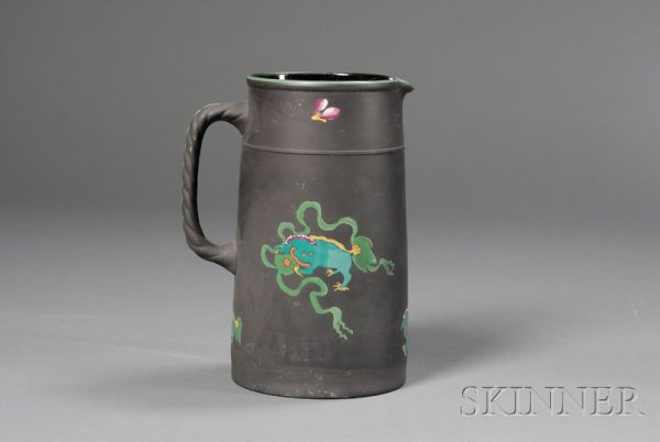 85: Wedgwood Black Basalt Dragon Kenlock Ware Tall Jug,
