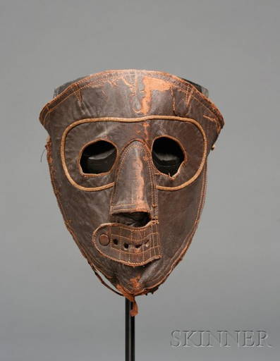 Leather Medical Restraint Mask, With Eye Apertures