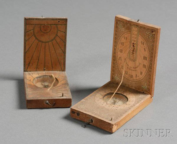 Two German Fruitwood Pocket Sundials The First, Wi