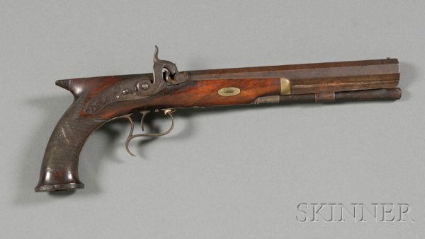 452: Saw Handle Percussion Pistol, English, early 19th