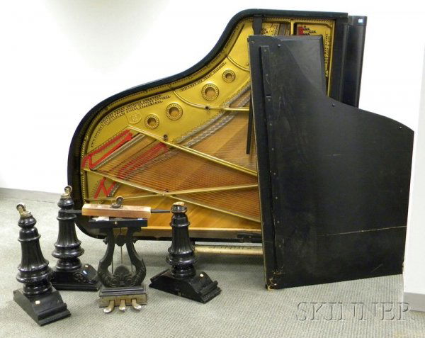 Steinway & Son Black Lacquer Baby Grand Piano, Ne