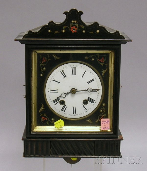 995: French "Baker's" Wall Clock, the ebonized case wit