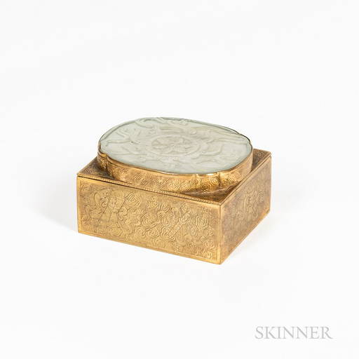 Parcel Gilt Box With Inlaid Jade Plaque