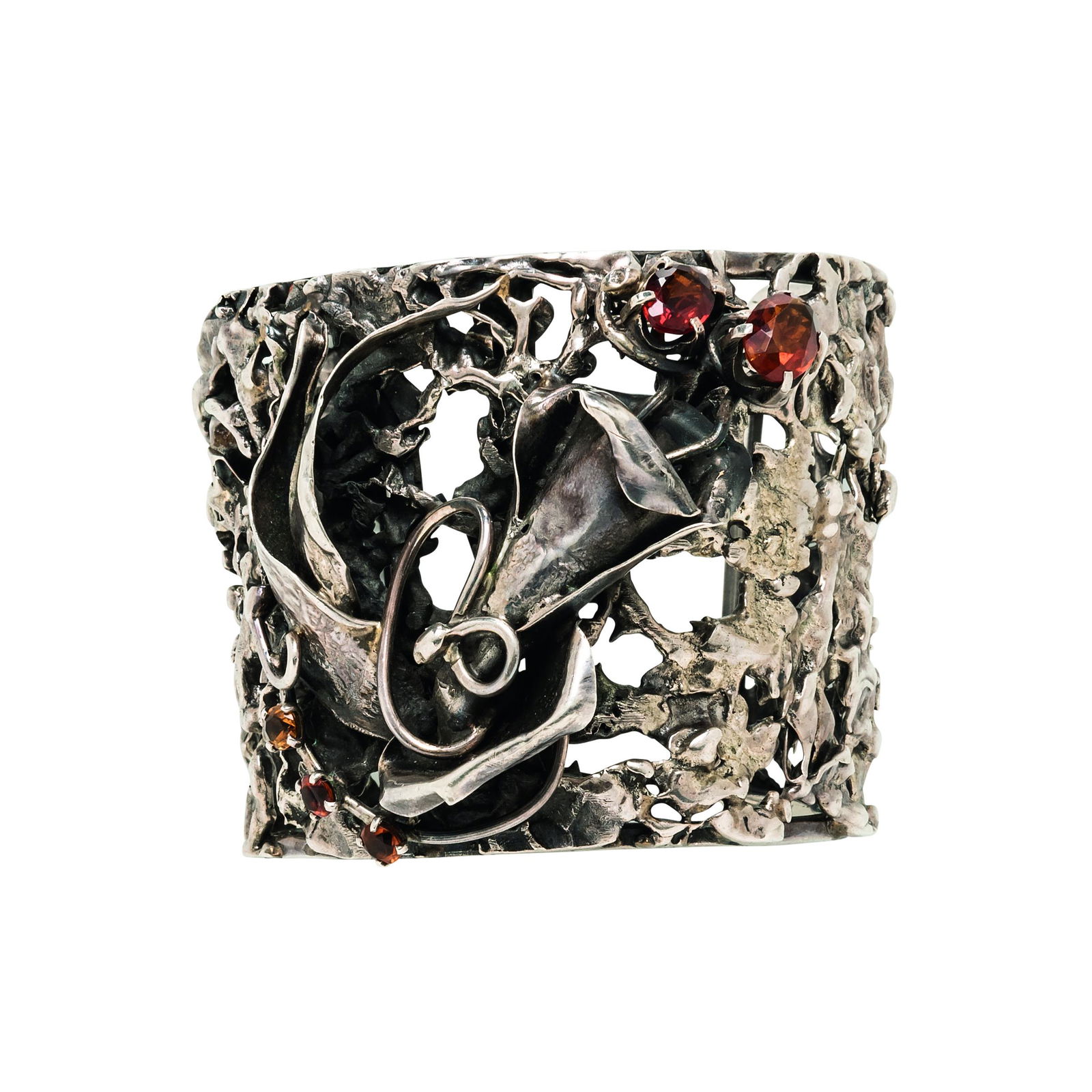 Large Rachel Gera Modernist Sterling Silver Gem Set