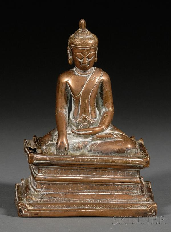 Copper Alloy Buddha, 15th Century, Ht. 5, (7 In. W