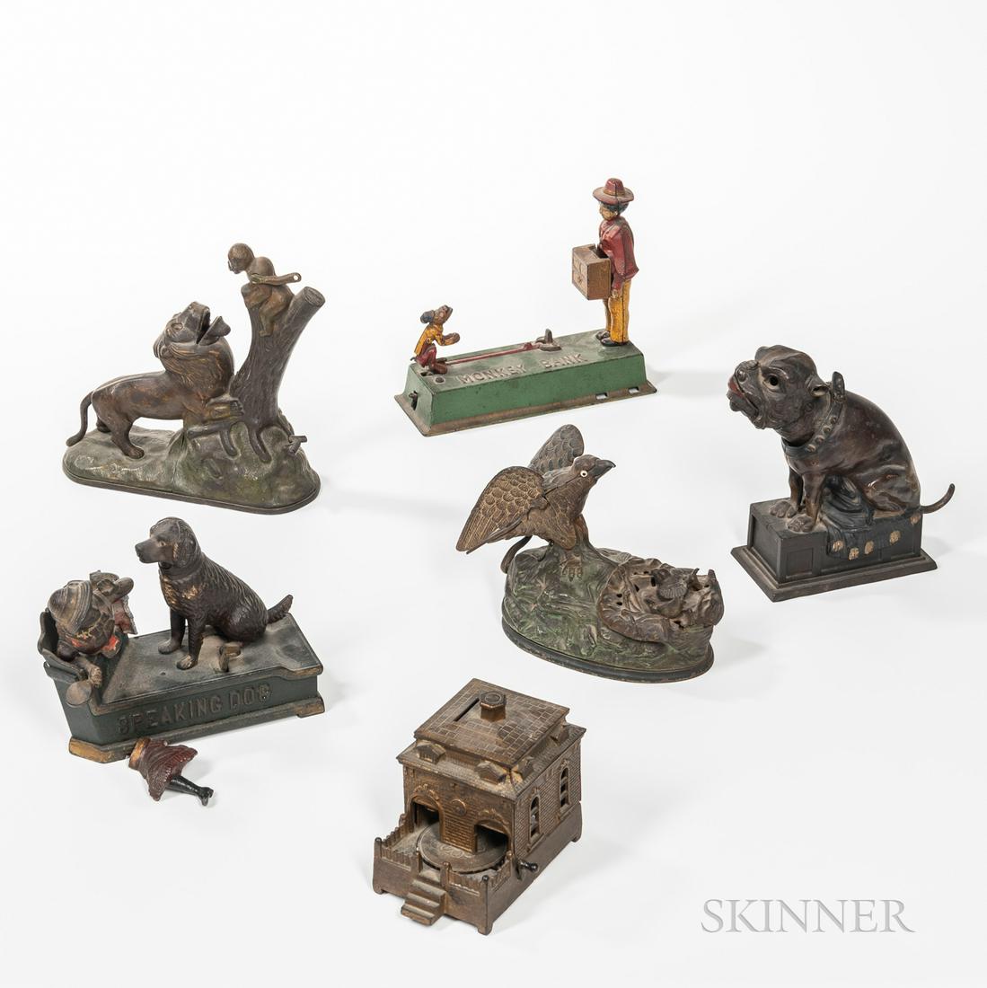 Six Cast Iron Mechanical Banks