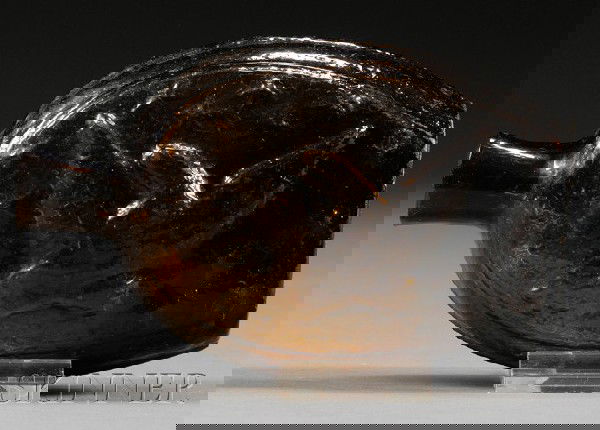 399: Amber Lowell Railroad/Eagle Glass Flask, Coventry,