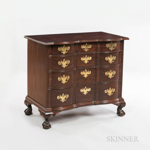 Chippendale Carved Mahogany Block Front Chest Of