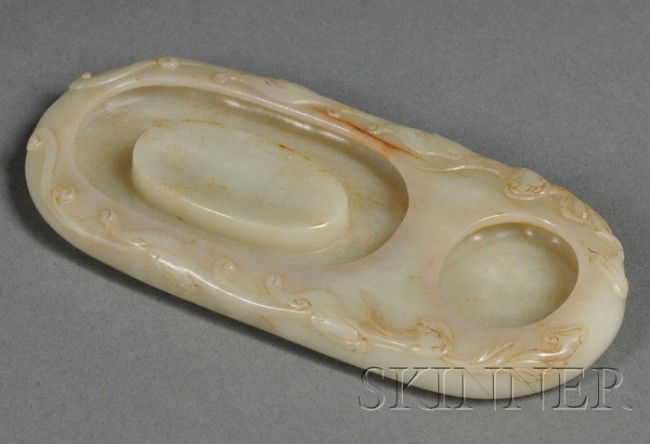 984: Jade Inkwell, China, 18th century, finely carved w